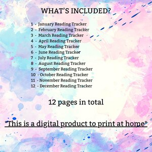 Monthly Reading Tracker Pages for 2025 | PDF Printable Document ...