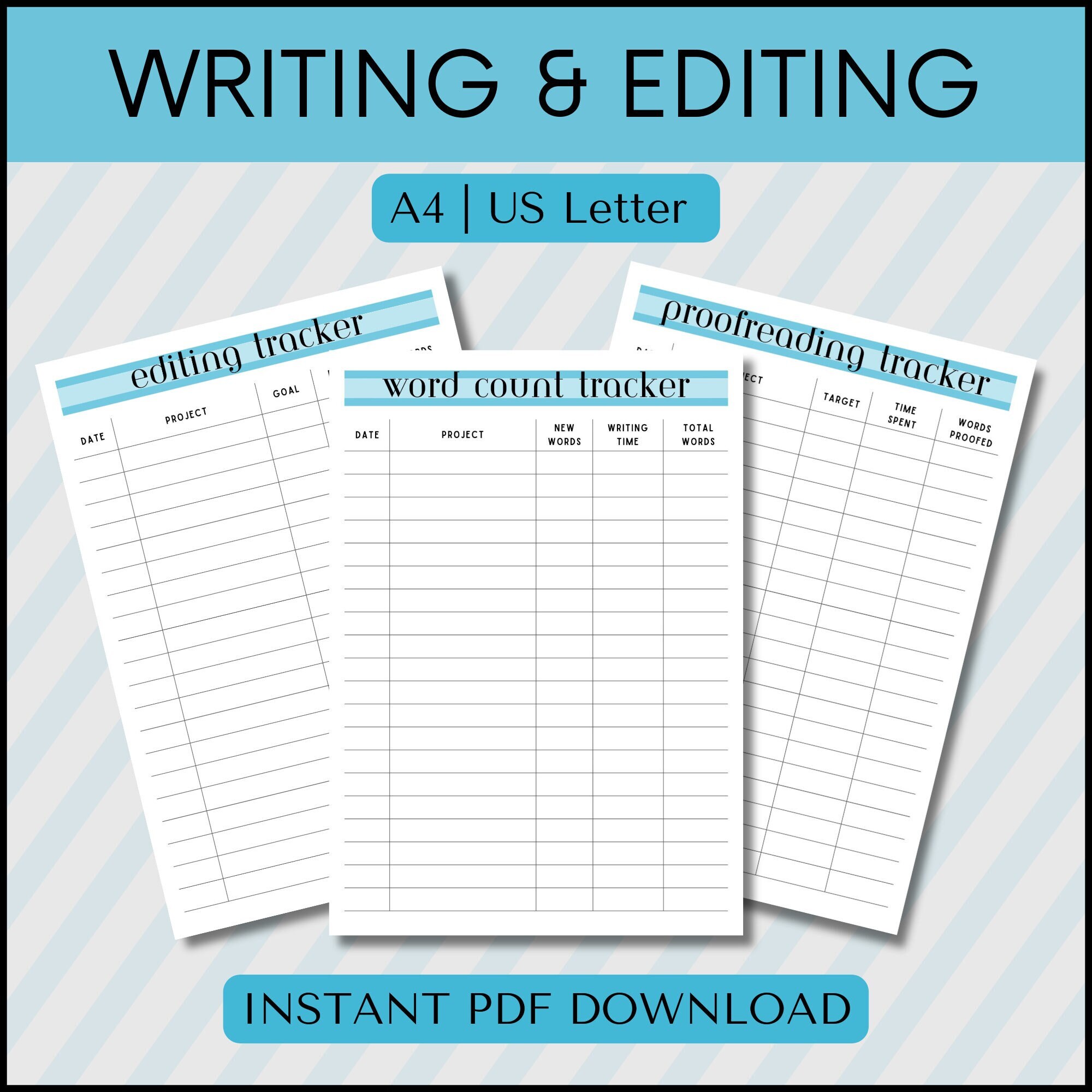 Word Count Tracker, Editing Tracker, Proofreading Tracker, Writing ...