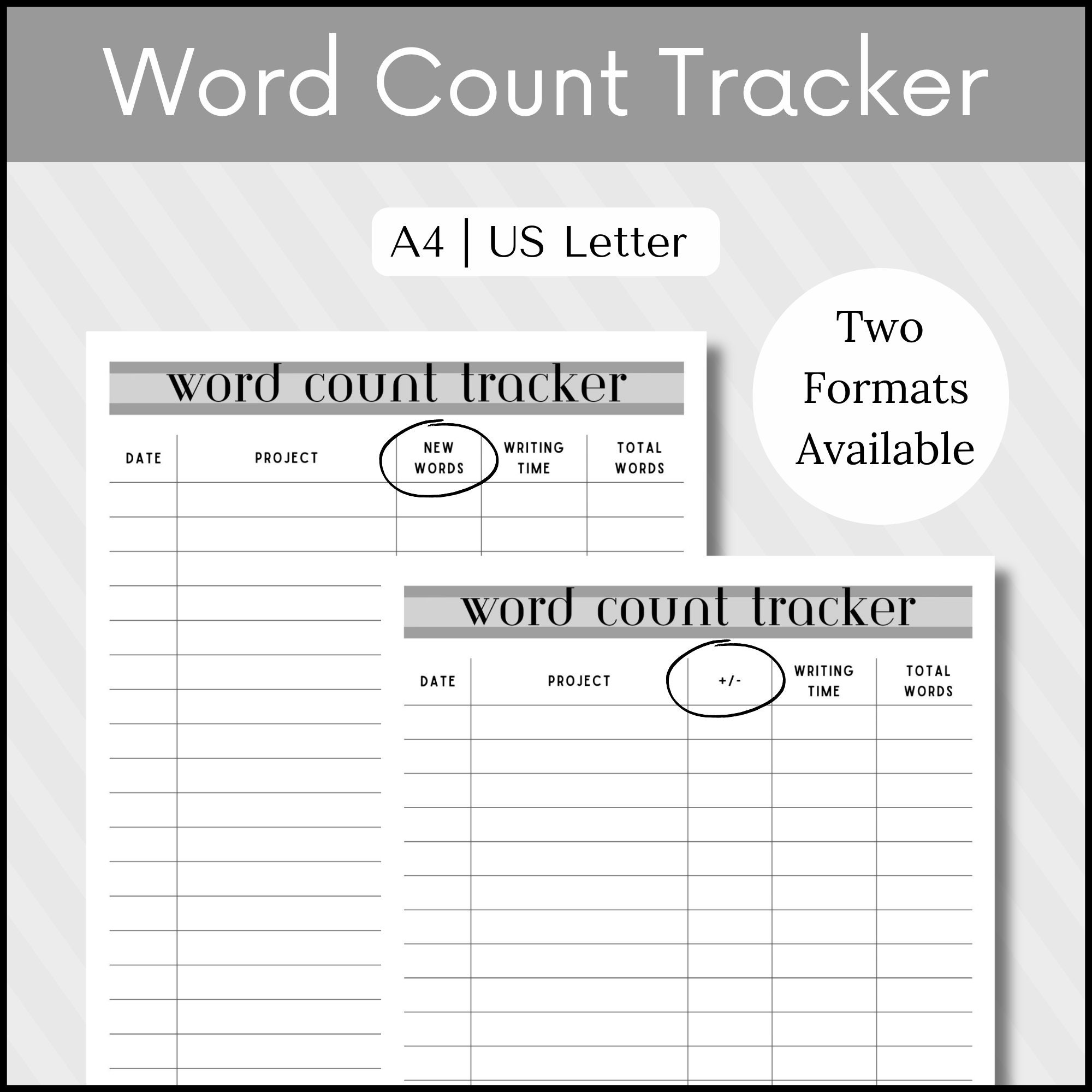 Word Count Tracker, Editing Tracker, Proofreading Tracker, Writing ...