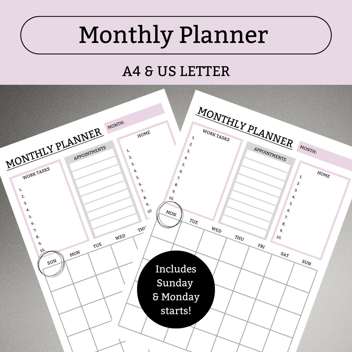 Work From Home Planner Set, Daily Planner, Weekly Planner, Monthly ...
