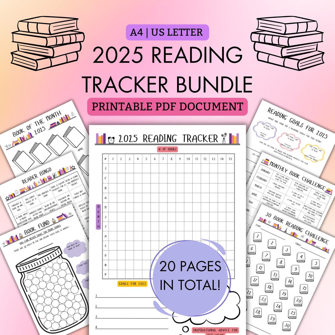 2025 Reading Tracker Bundle | PDF Printable Document | Reading ...