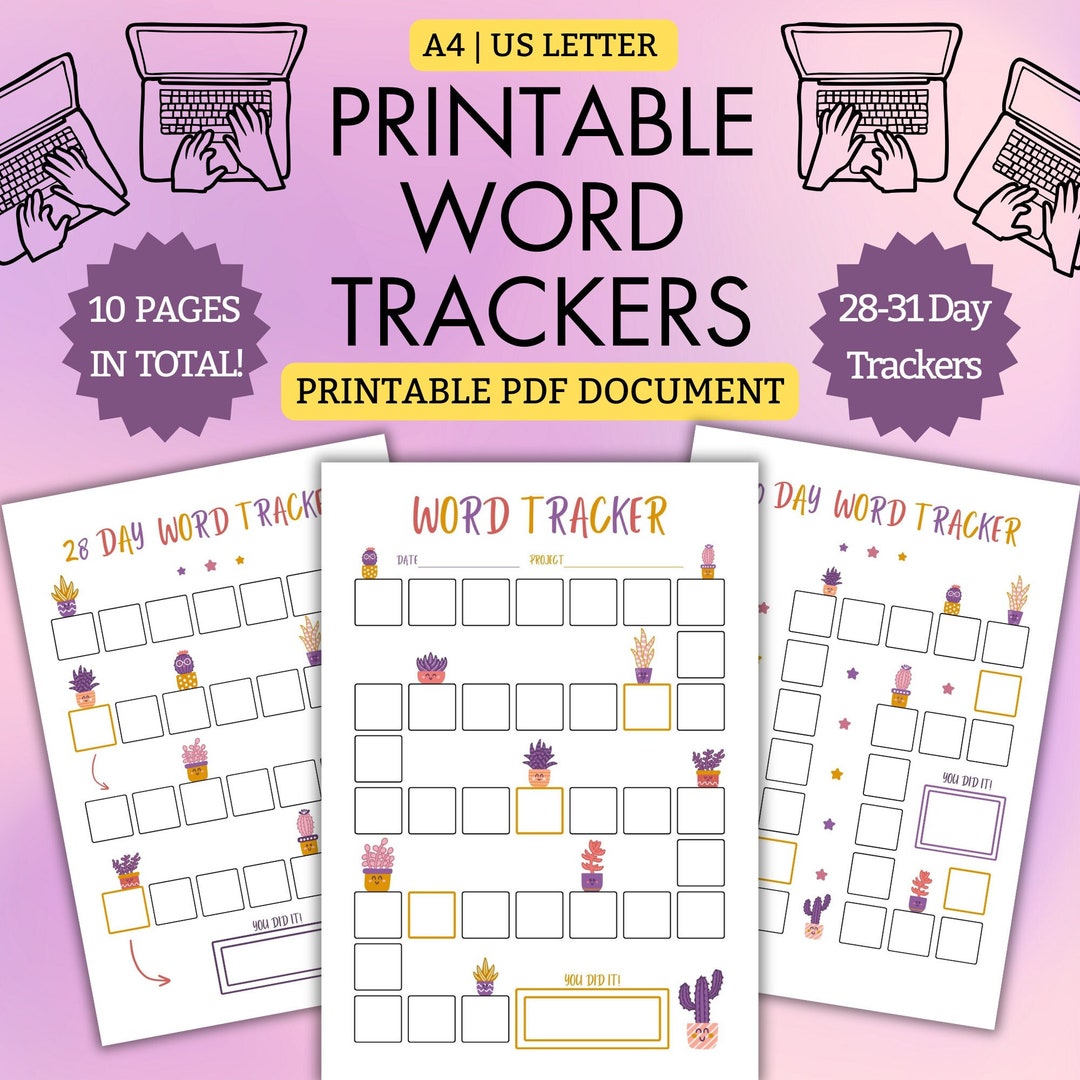 Word Tracker Bundle PRINTABLE PDF Writing Tracker Monthly Writing ...