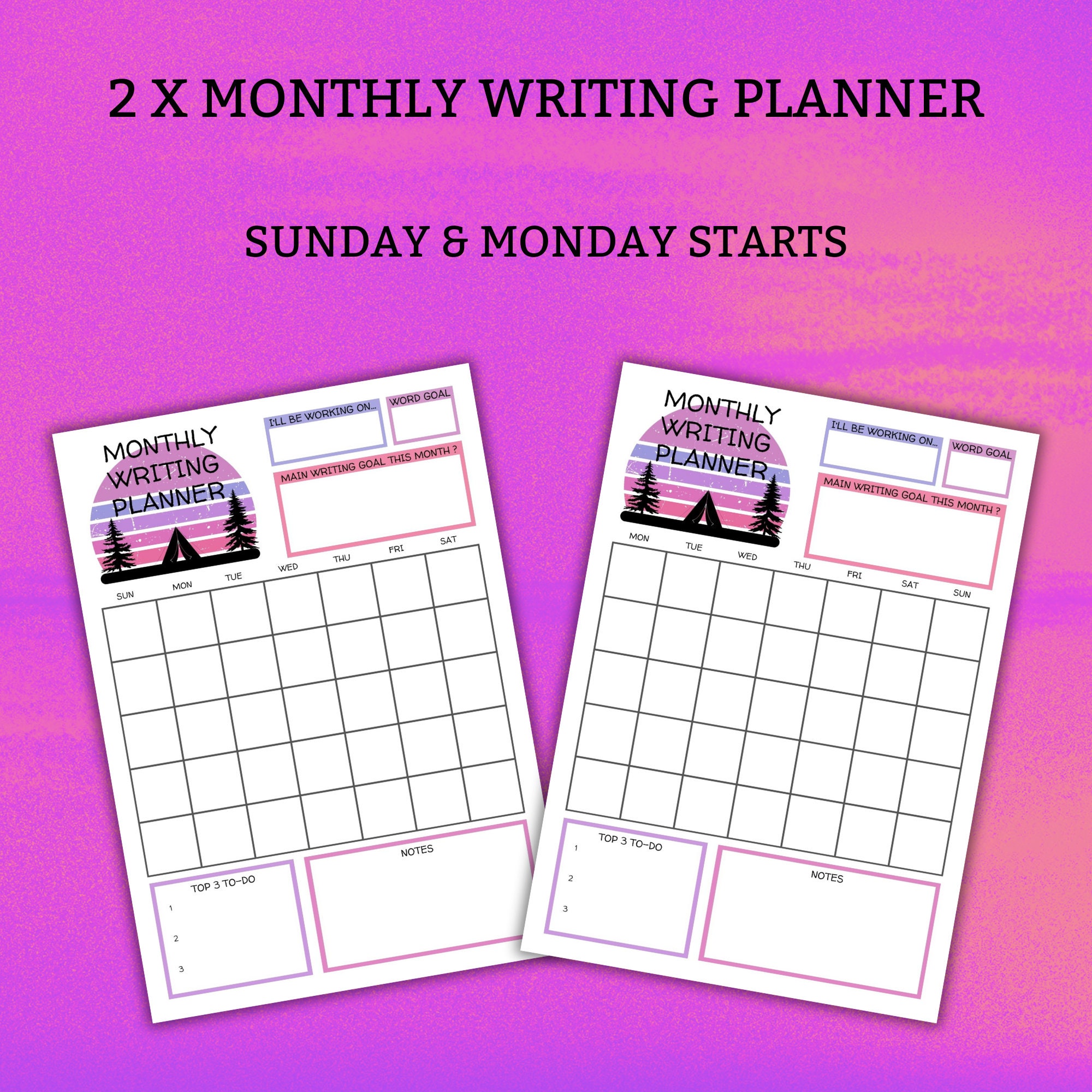 Writing Planner Bundle 15 Page Printable PDF A4 US Letter Word Tracker ...