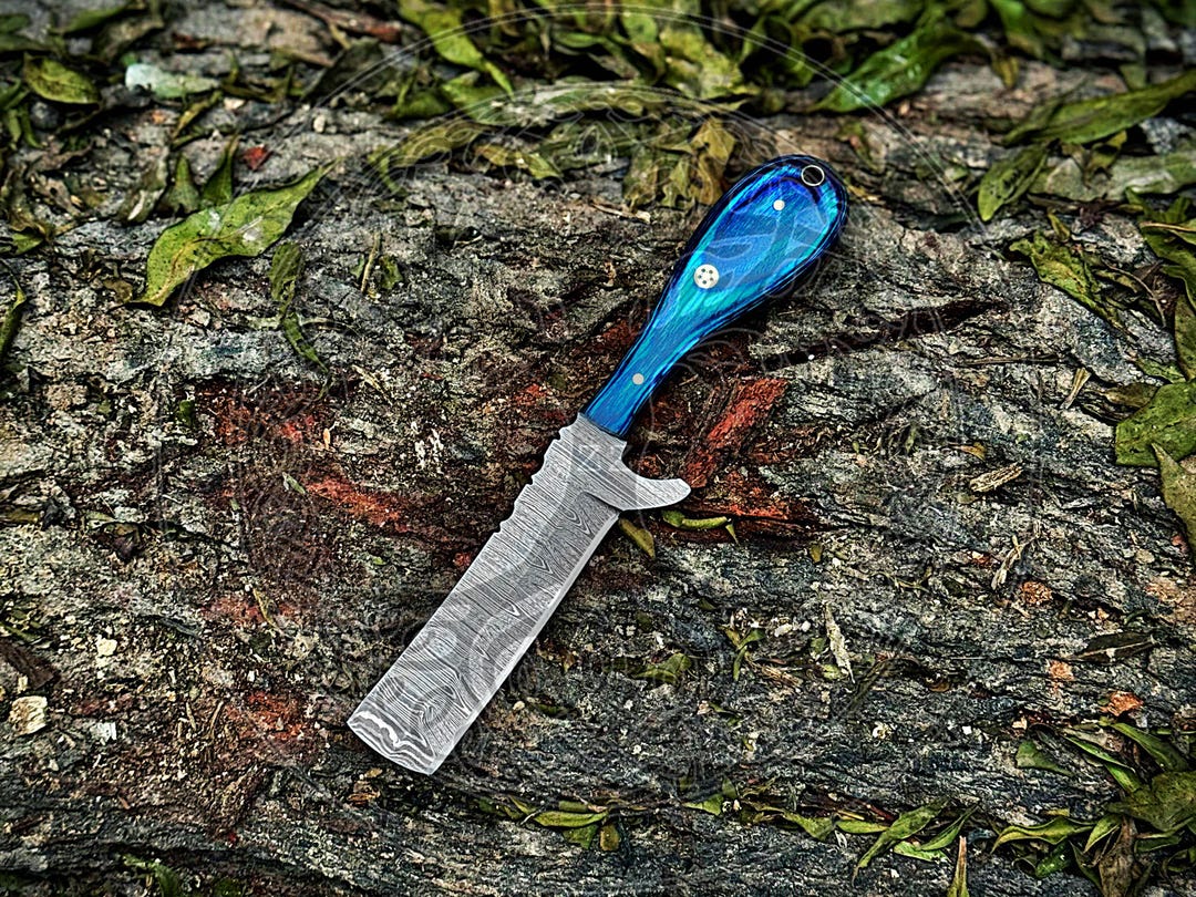 Hand Forged Damascus Steel Bull Cutter Knife With Sheath, Best Gift for Men, Pocket Knives ...