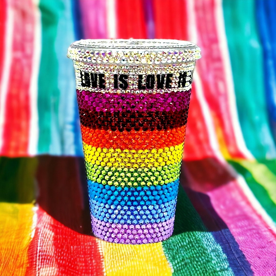 Pride Rhinestone Tumbler: LGBTQ Rainbow Bling Cold Cup - Etsy