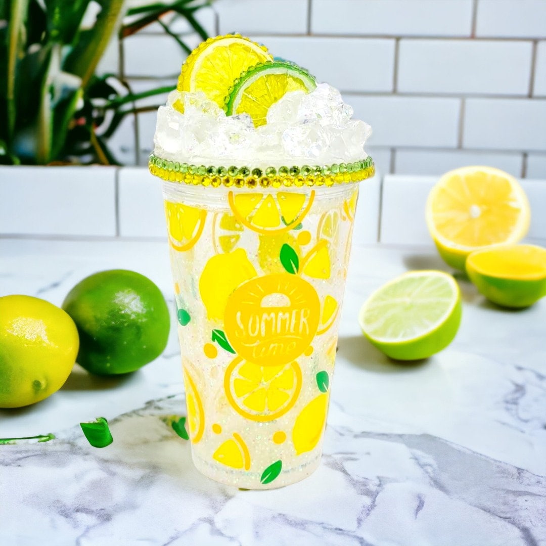 LEMON & ICE BLING Snowglobe, 3-D Design Rhinestone Bling Tumbler ...