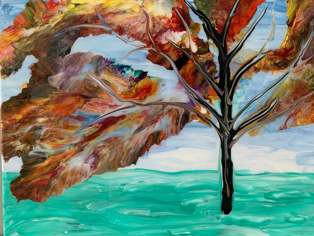 Tree Pour Paining Original One of a Kind, Abstract Tree - Etsy