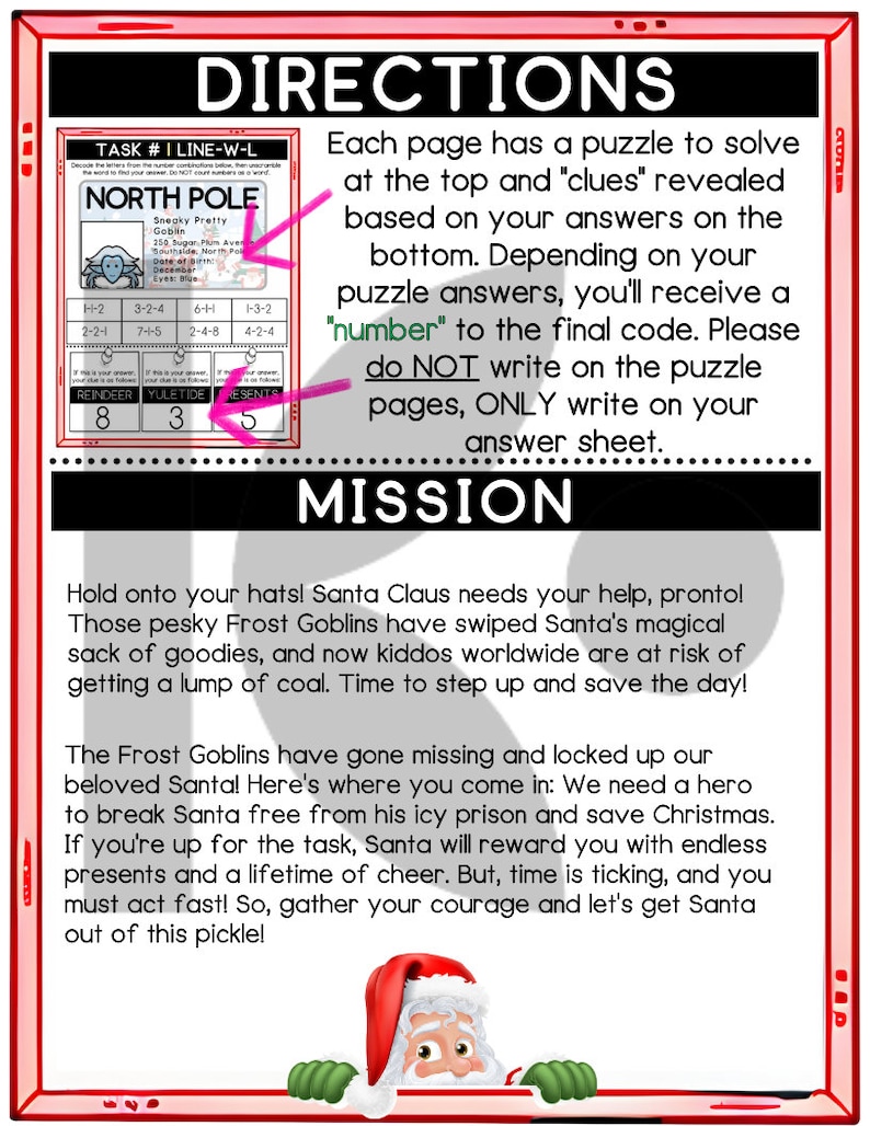 Christmas Escape Room, Escape Room for Kids, Christmas Party Game ...