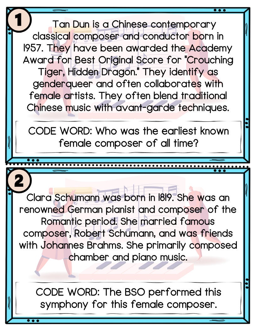 Women in Music Scavenger Hunt, Women's History Month, Women's History ...