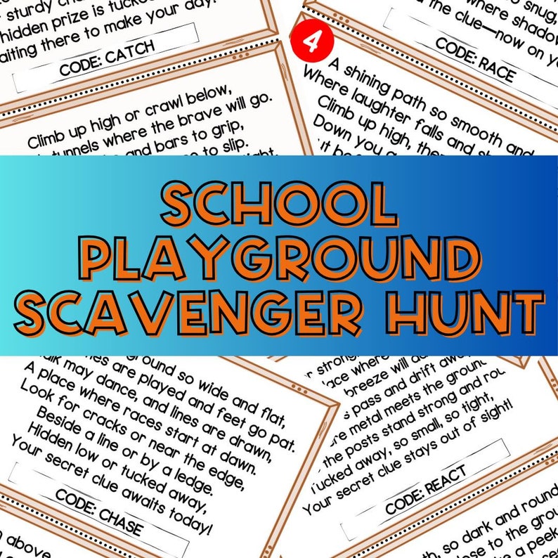 School Playground Scavenger Hunt, Scavenger Hunt for Kids, Party Games ...