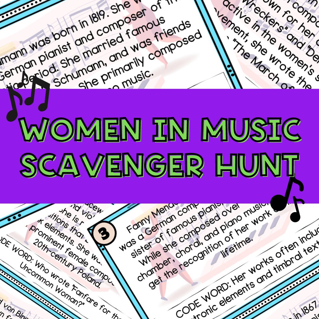 Women in Music Scavenger Hunt, Women's History Month, Women's History ...