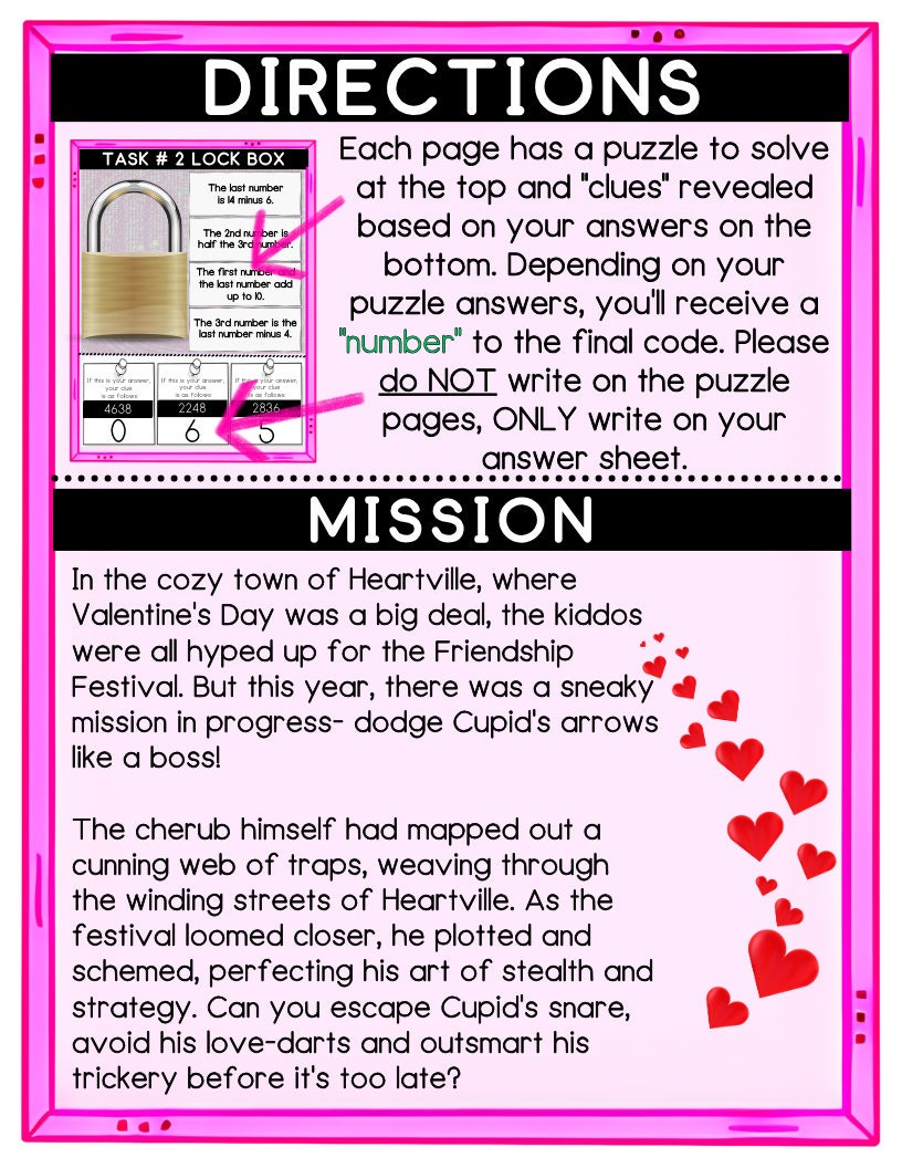 Valentine's Day Escape Room for Kids, Escape Room, Escape Room for Kids ...