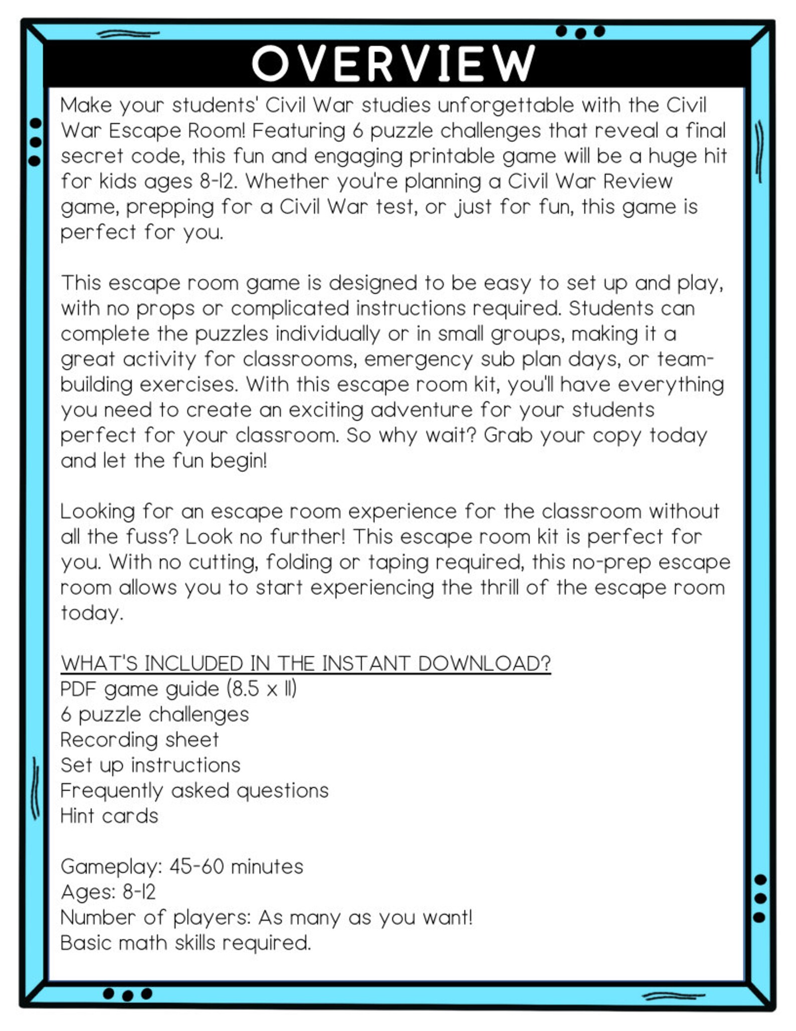 Civil War Escape Room, Escape Room Games, Escape Room Games for Kids ...