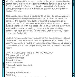 Civil War Escape Room, Escape Room Games, Escape Room Games for Kids ...