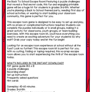 Back to School Escape Room, First Day of School Escape Room, Escape ...