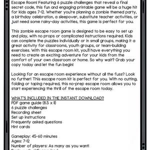 Zombie Escape Room, Zombie Escape Room Games, Party Games for Kids ...