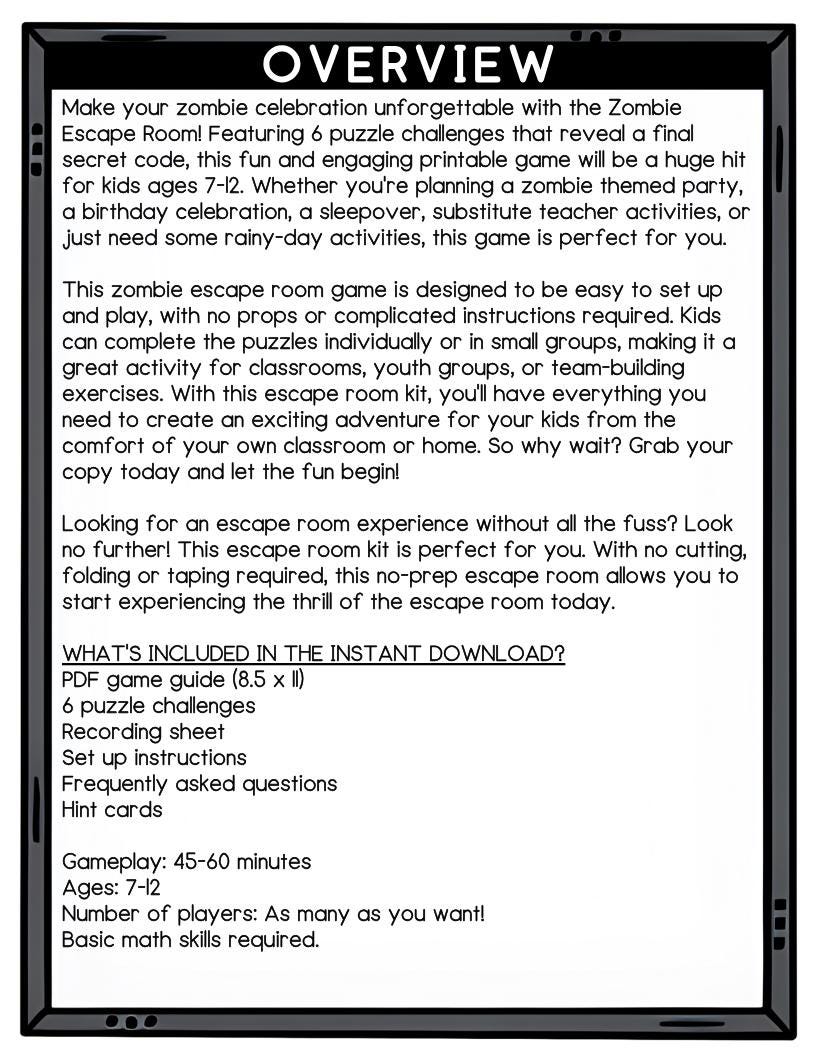 Zombie Escape Room, Zombie Escape Room Games, Party Games for Kids ...