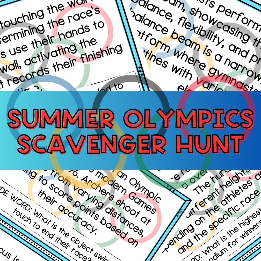 Summer Olympics Scavenger Hunt, Scavenger Hunt for Kids, Scavenger Hunt ...