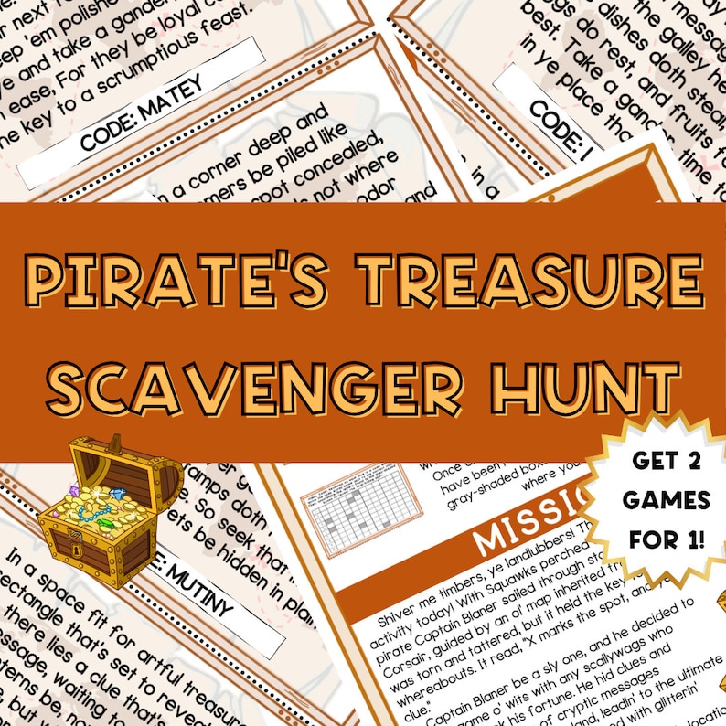 Pirate's Treasure Scavenger Hunt for Kids, Scavenger Hunt for Kids ...