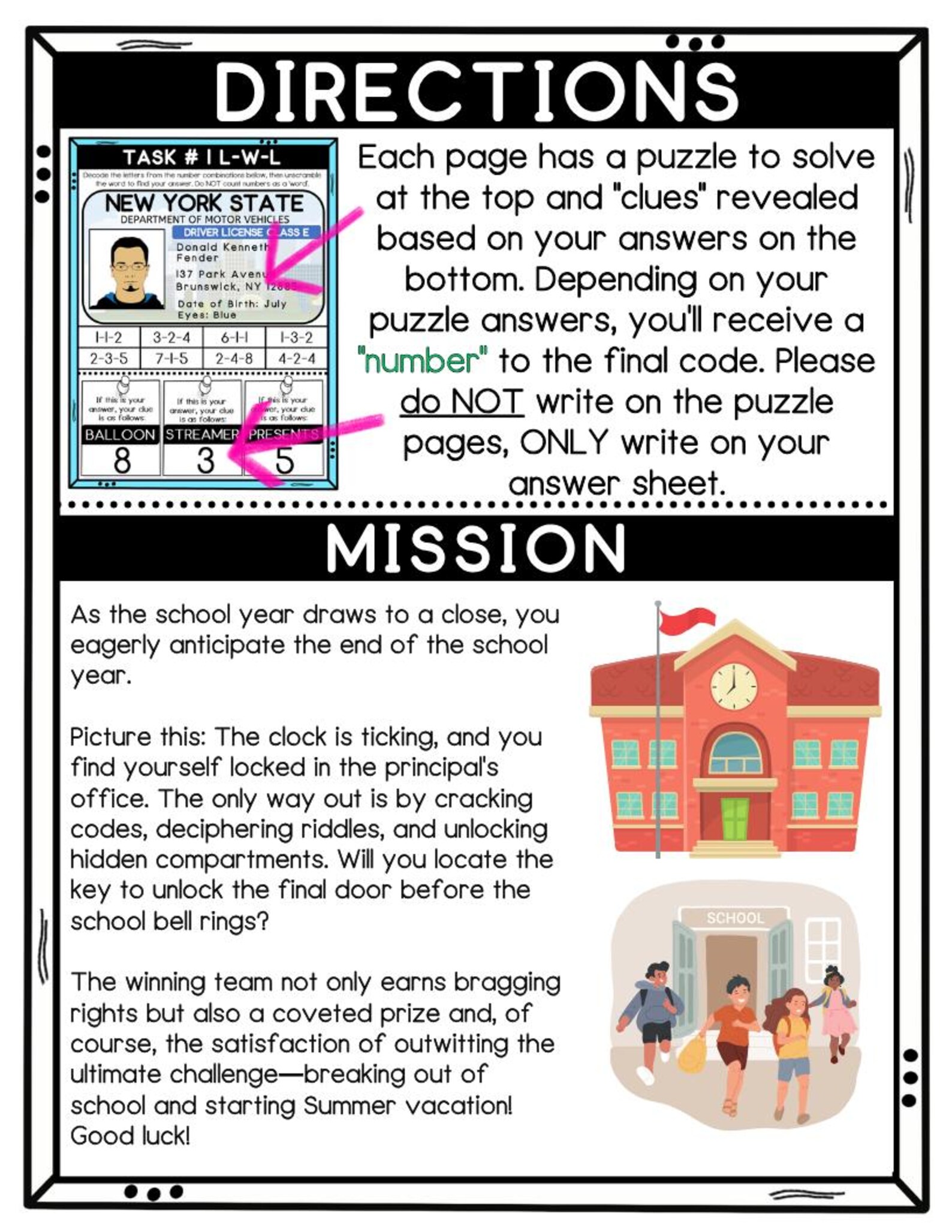 End of Year Escape Room, 12 Puzzles, End of the Year Escape Room ...