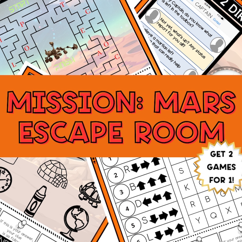 Mission: Mars Escape Room for Kids, Mars Escape Room, Space Escape Room ...