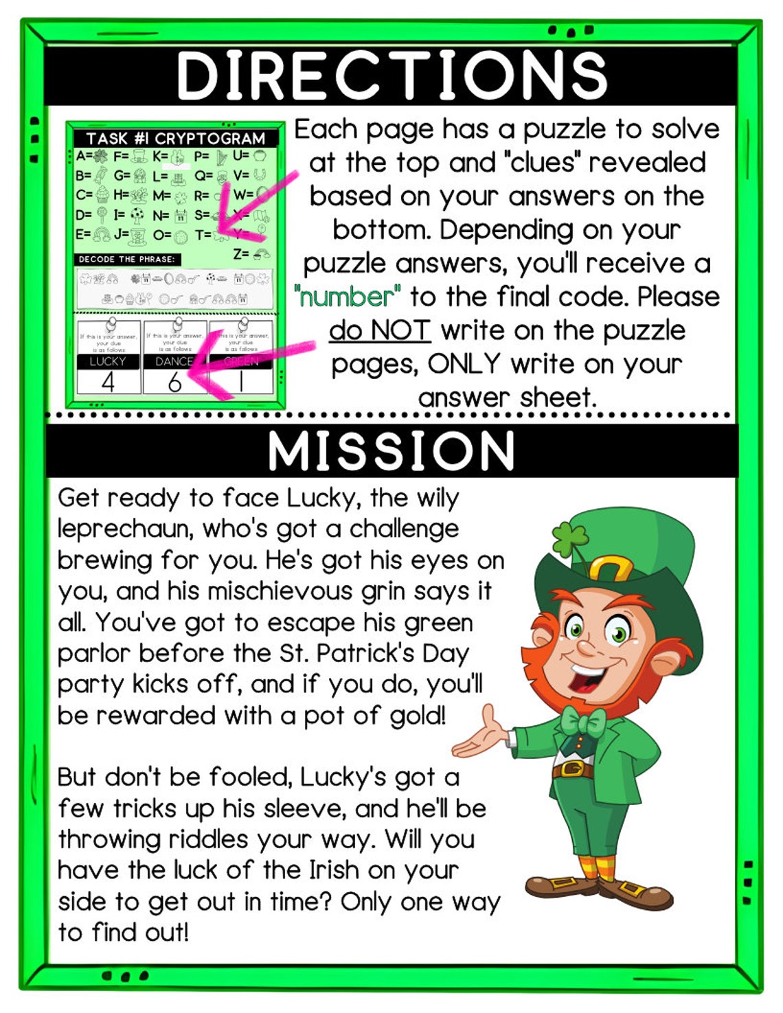 St. Patrick's Day Escape Room, Escape Room for Kids, St. Patrick's Day ...