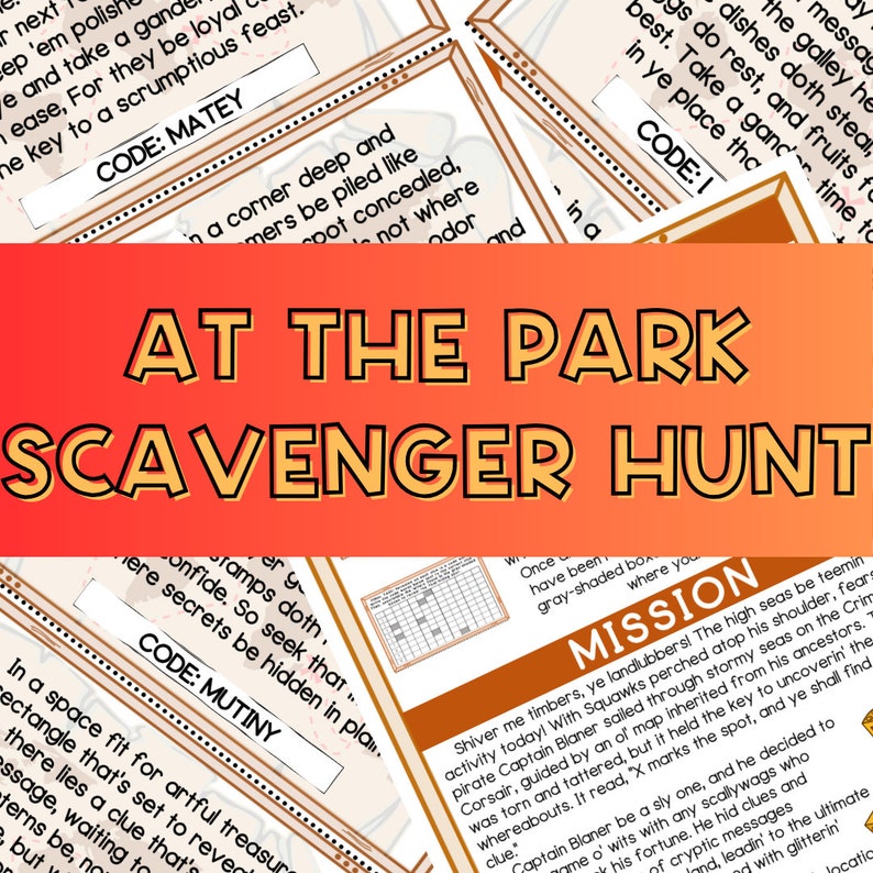 At the Park Scavenger Hunt, Outdoor Scavenger Hunt, Pirate Scavenger ...