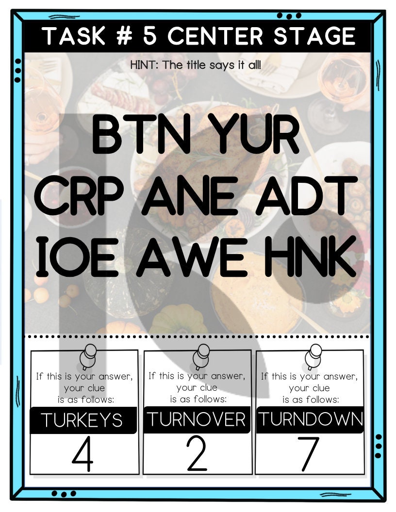 Thanksgiving Escape Room, Escape Room for Kids, Thanksgiving ...