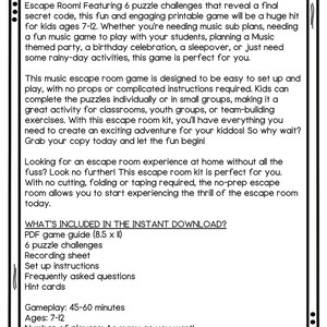 Music Escape Room, Escape Room Game, Escape Room Game for School, Music ...