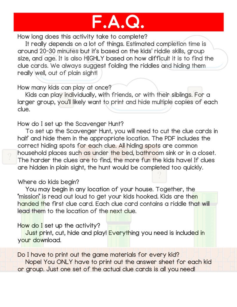 Super Mario Brothers Scavenger Hunt for Kids, Scavenger Hunt for Kids ...