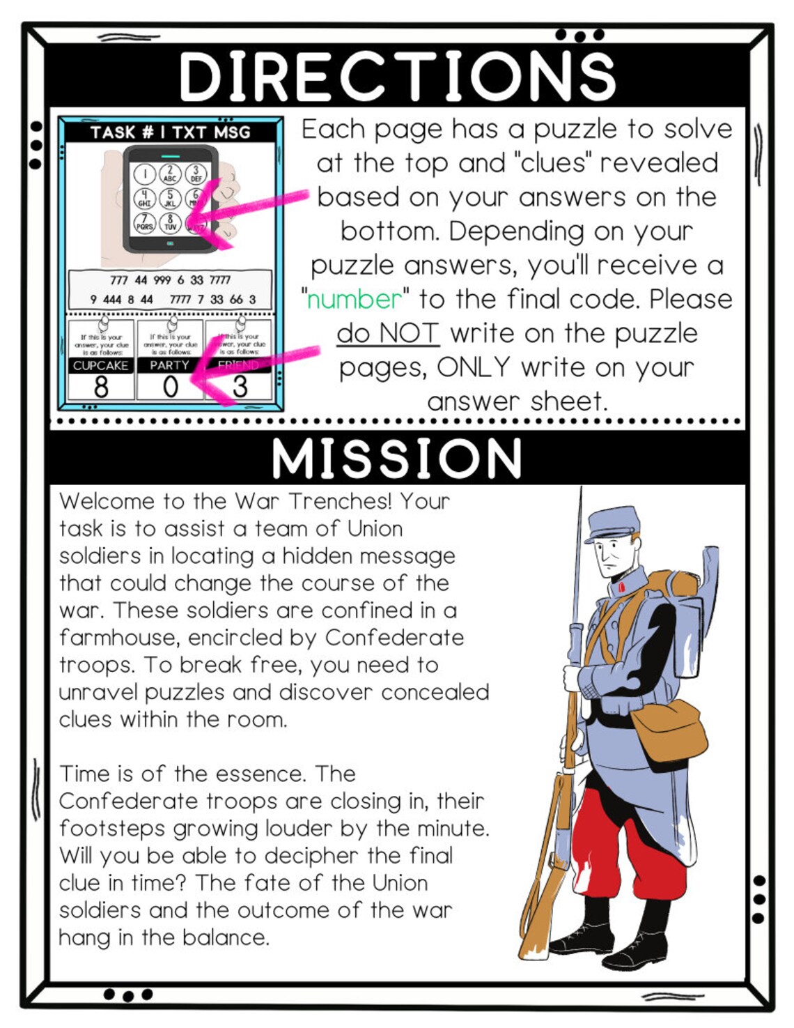 Civil War Escape Room, Escape Room Games, Escape Room Games for Kids ...