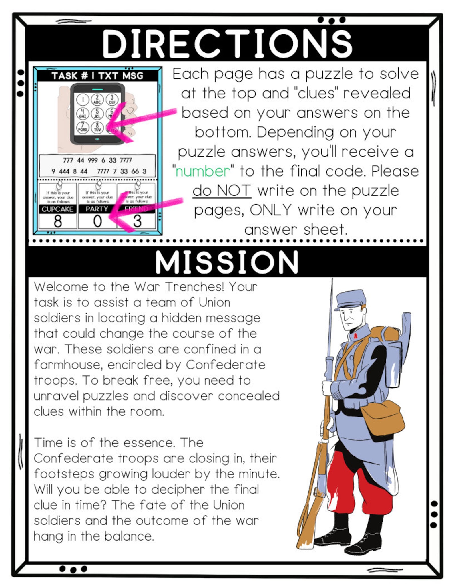 Civil War Escape Room, Escape Room Games, Escape Room Games for Kids ...