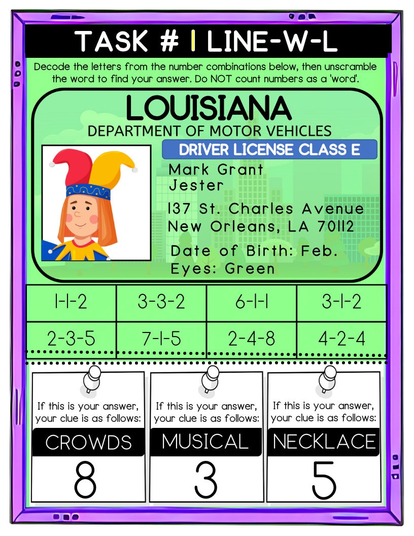 Mardi Gras Escape Room for Kids, Printable Party Game (PDF) - Etsy