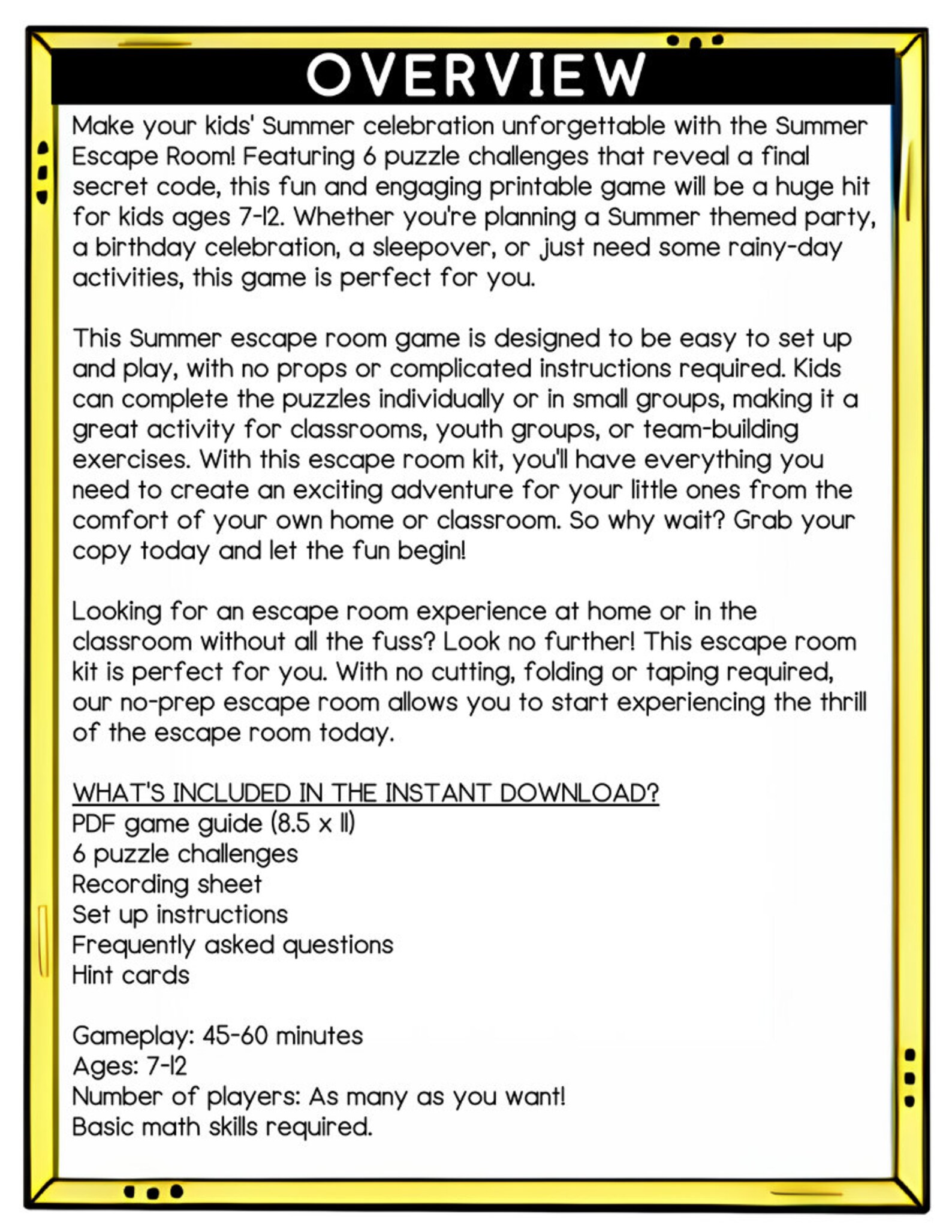 Summer Escape Room, Escape Room Games for Kids, Escape Room, Escape ...