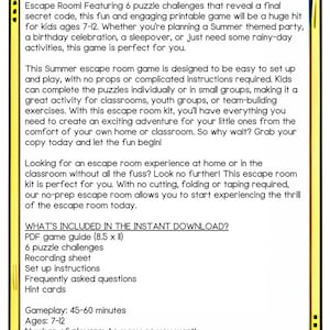 Summer Escape Room, Escape Room Games for Kids, Escape Room, Escape ...