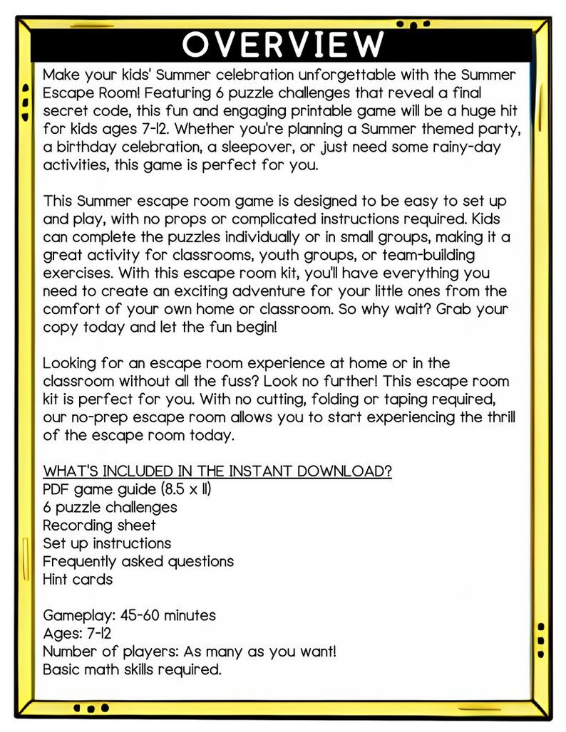 Summer Escape Room, Escape Room Games for Kids, Escape Room, Escape ...