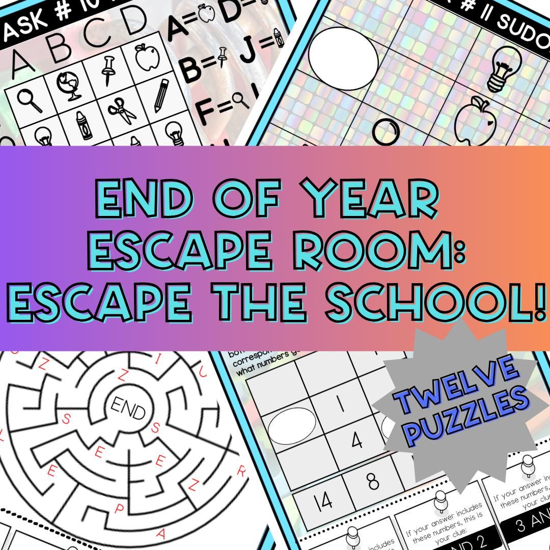End of Year Escape Room, 12 Puzzles, End of the Year Escape Room ...