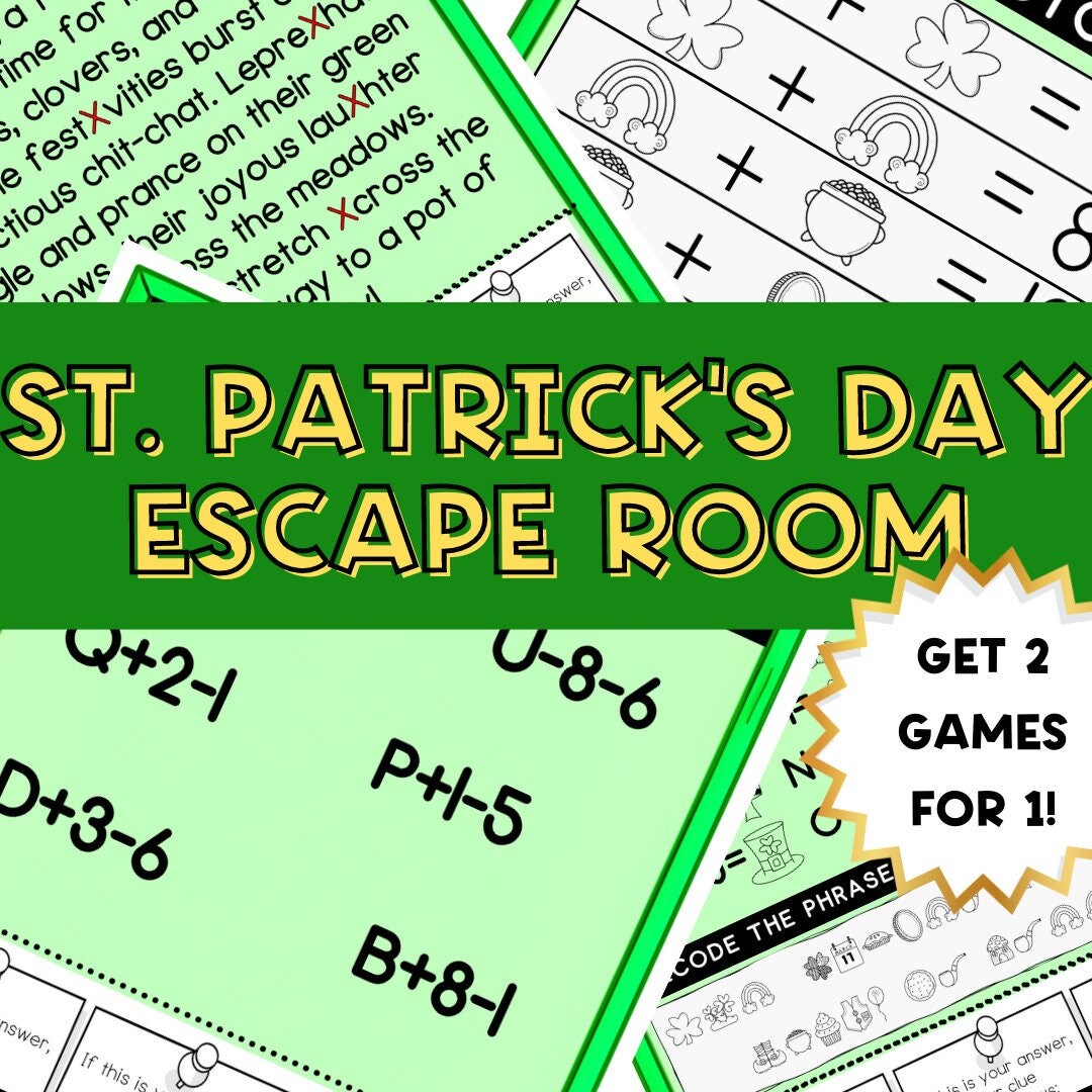 St. Patrick's Day Escape Room, Escape Room for Kids, St. Patrick's Day ...
