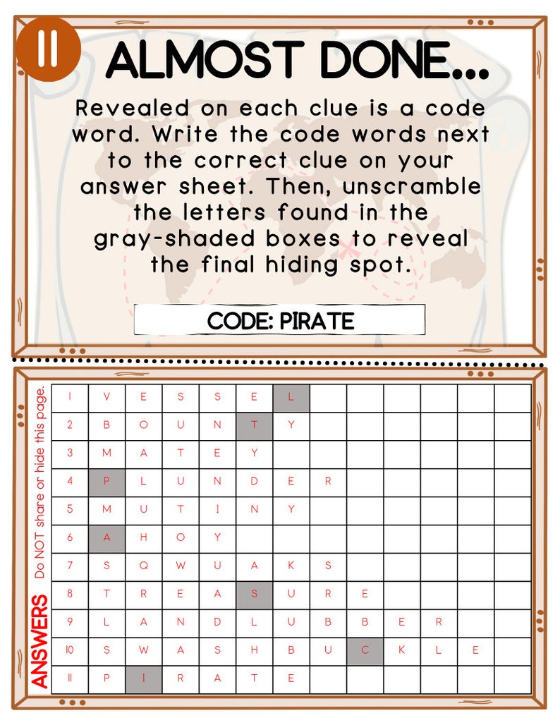 Pirate's Treasure Scavenger Hunt for Kids, Scavenger Hunt for Kids ...