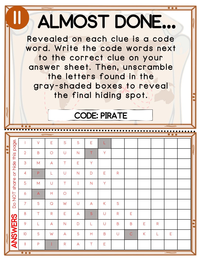 Pirate's Treasure Scavenger Hunt for Kids, Scavenger Hunt for Kids ...