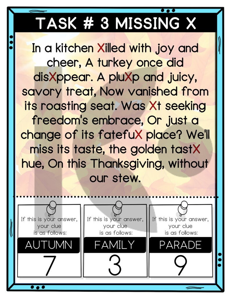 Thanksgiving Escape Room, Escape Room for Kids, Thanksgiving ...