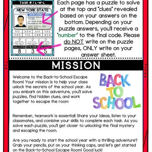 Back to School Escape Room, First Day of School Escape Room, Escape ...
