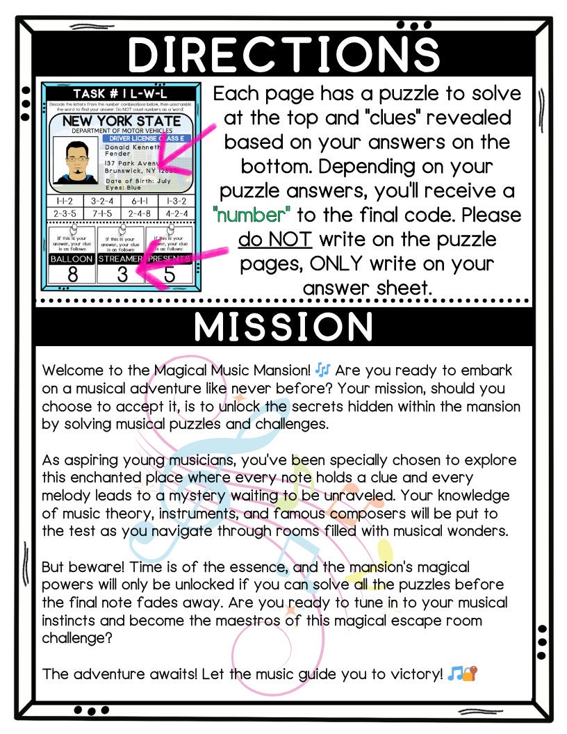 Music Escape Room, Escape Room Game, Escape Room Game for School, Music ...