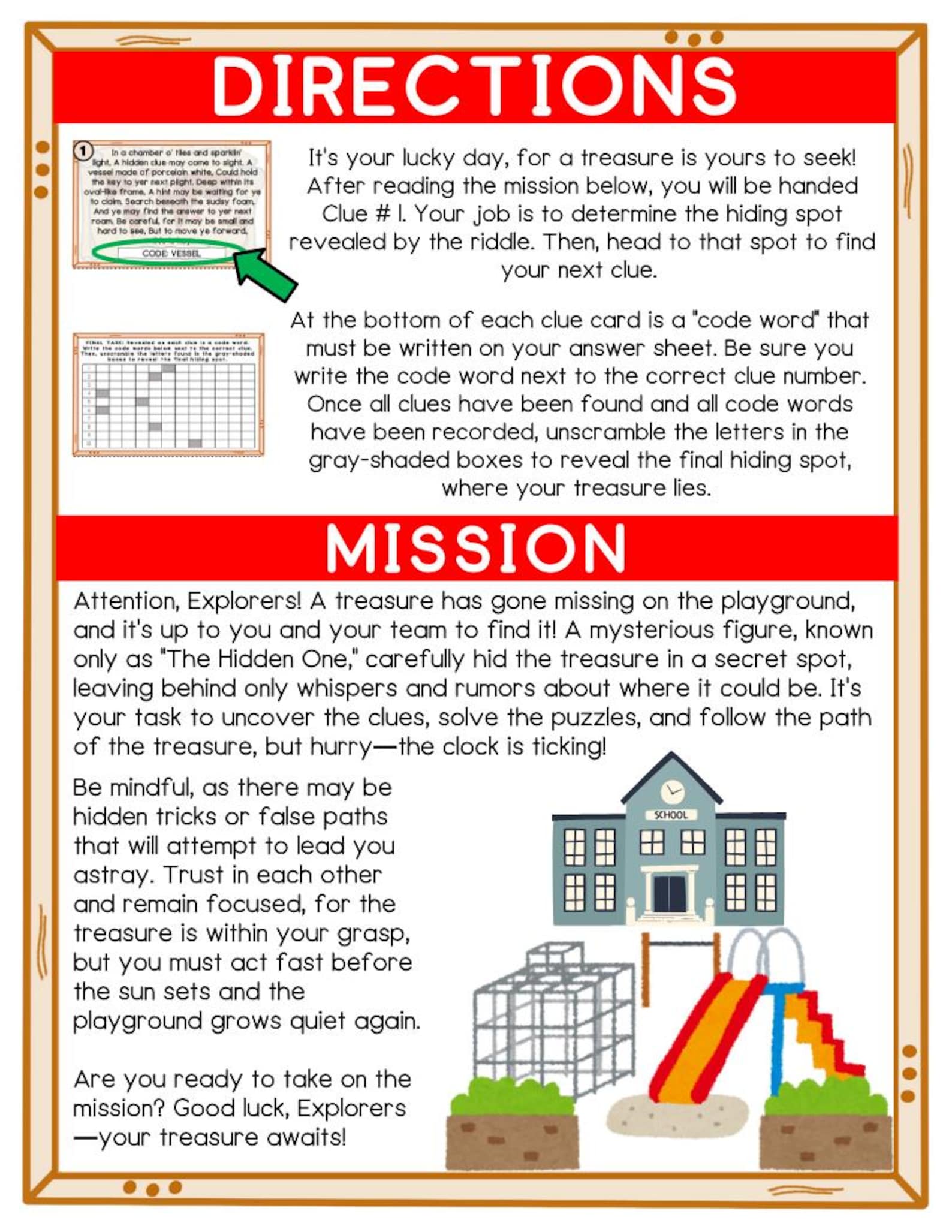 School Playground Scavenger Hunt, Scavenger Hunt for Kids, Party Games ...