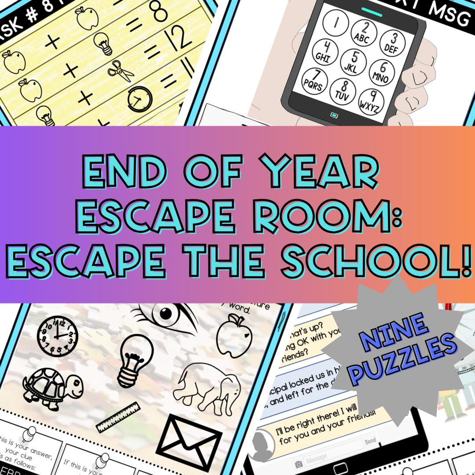 End of Year Escape Room, 9 Puzzles, End of the Year Escape Room, Escape ...