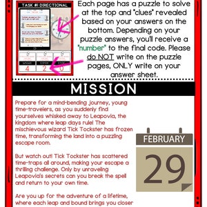 Leap Year Escape Room, Leap Year, Escape Room, Escape Room for Kids ...