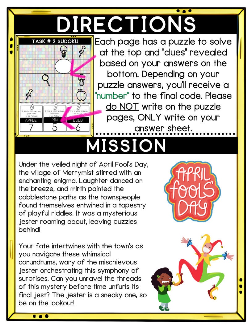 April Fool's Day Escape Room, Escape Room, Escape Room Game, Puzzle ...