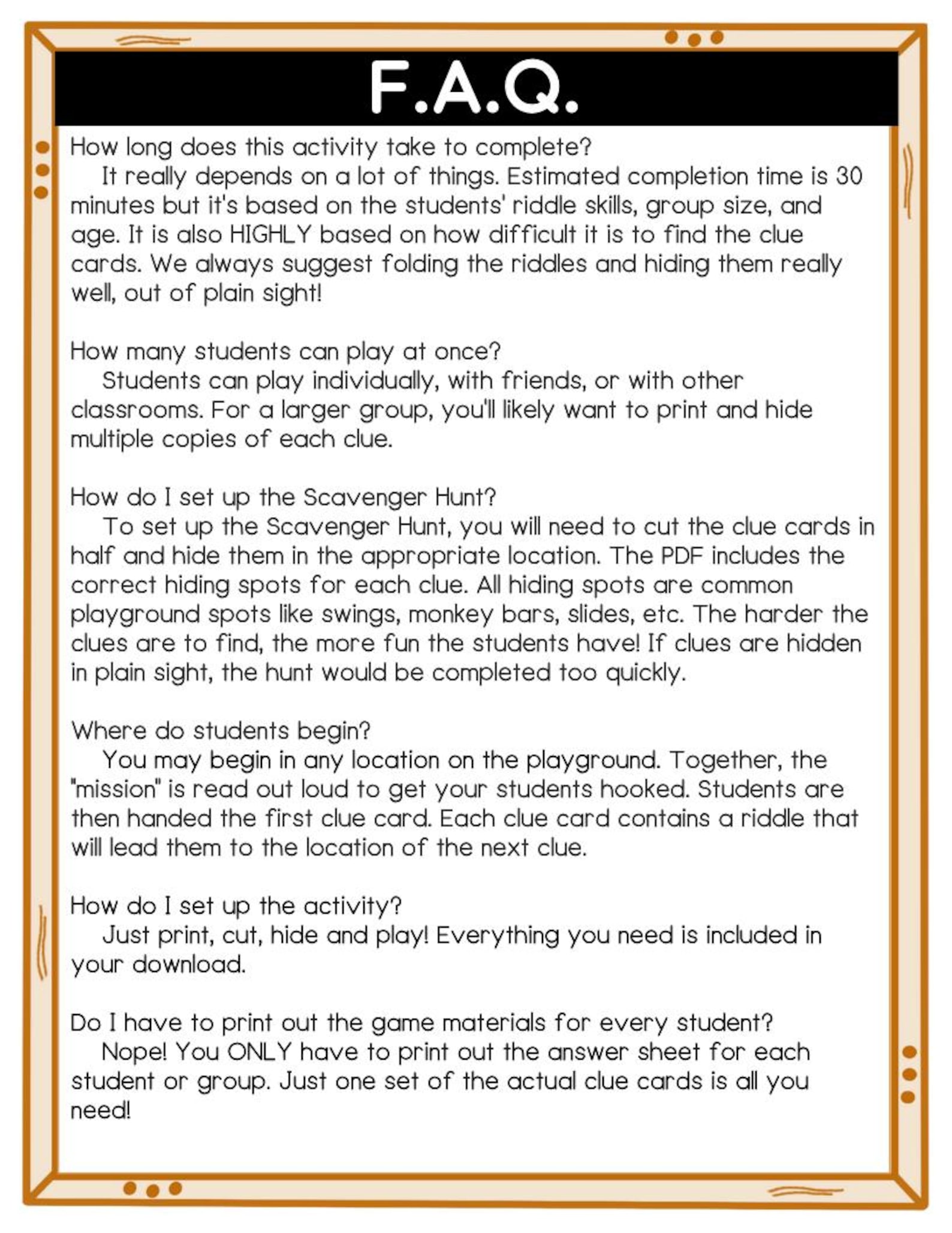 School Playground Scavenger Hunt, Scavenger Hunt for Kids, Party Games ...