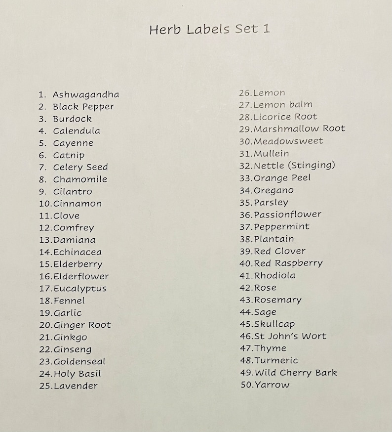 Custom Herb Labels 2”x4” - Etsy