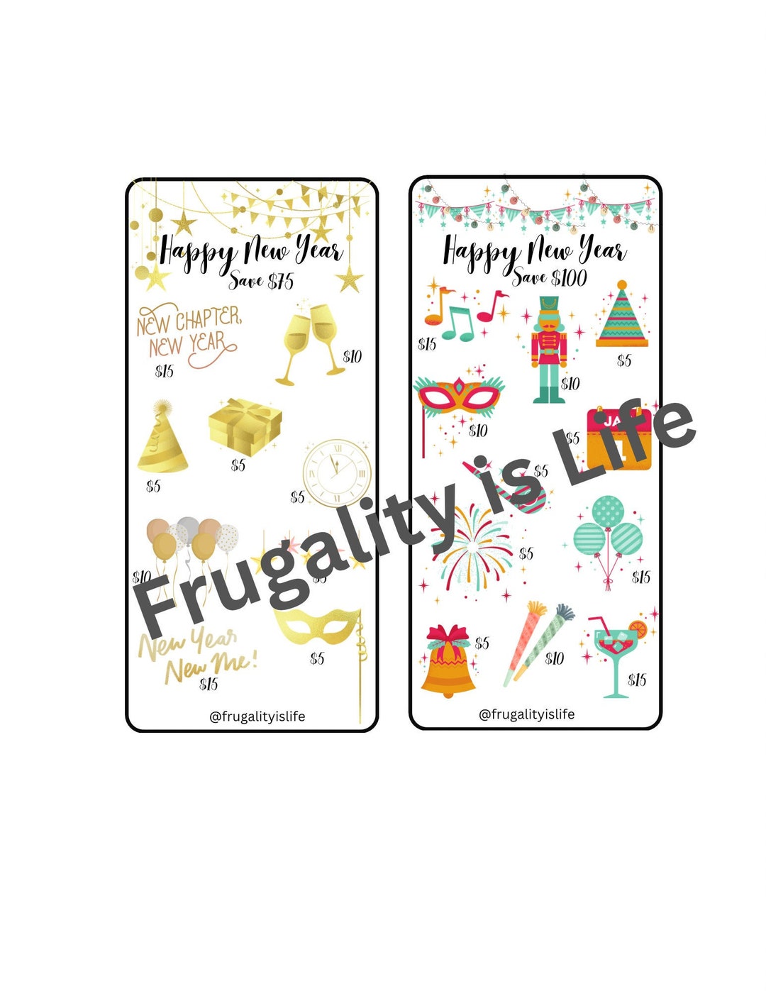 Happy New Year Savings Challenges Set of 2 | Low Income | Seasonal Mini ...